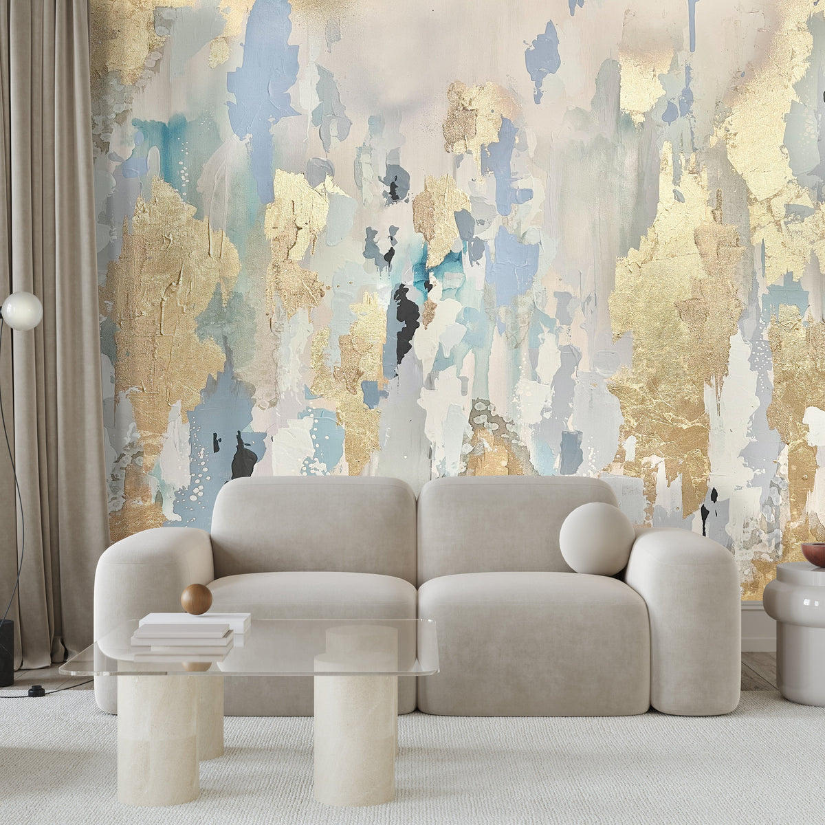 Custom "Emily" Wallpaper | Blue, Cream Each side: 53 tall 22 wide Back ...
