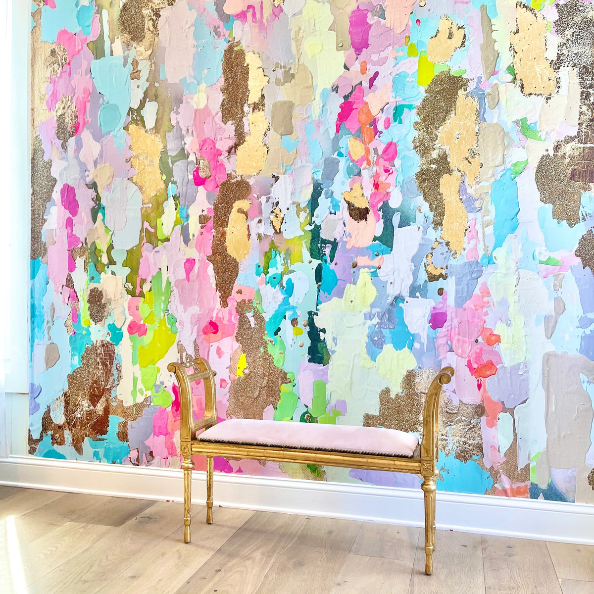 "Gelato" Wallpaper | Fuchsia, Blue, Gold Wallpaper Mural | Luxury Wall ...