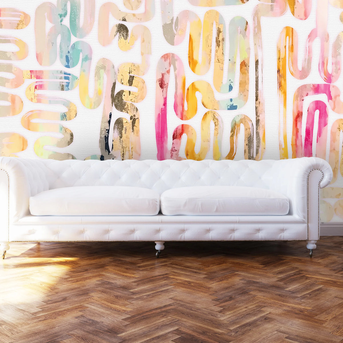 "Rainbow Brush Strokes" Wallpaper | Rainbow Large Pattern Wall Decor ...