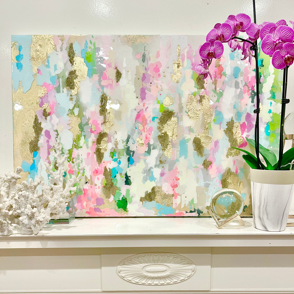 Original Painting! “Gelato” Canvas 24" Tall x 36" wide covered in high ...