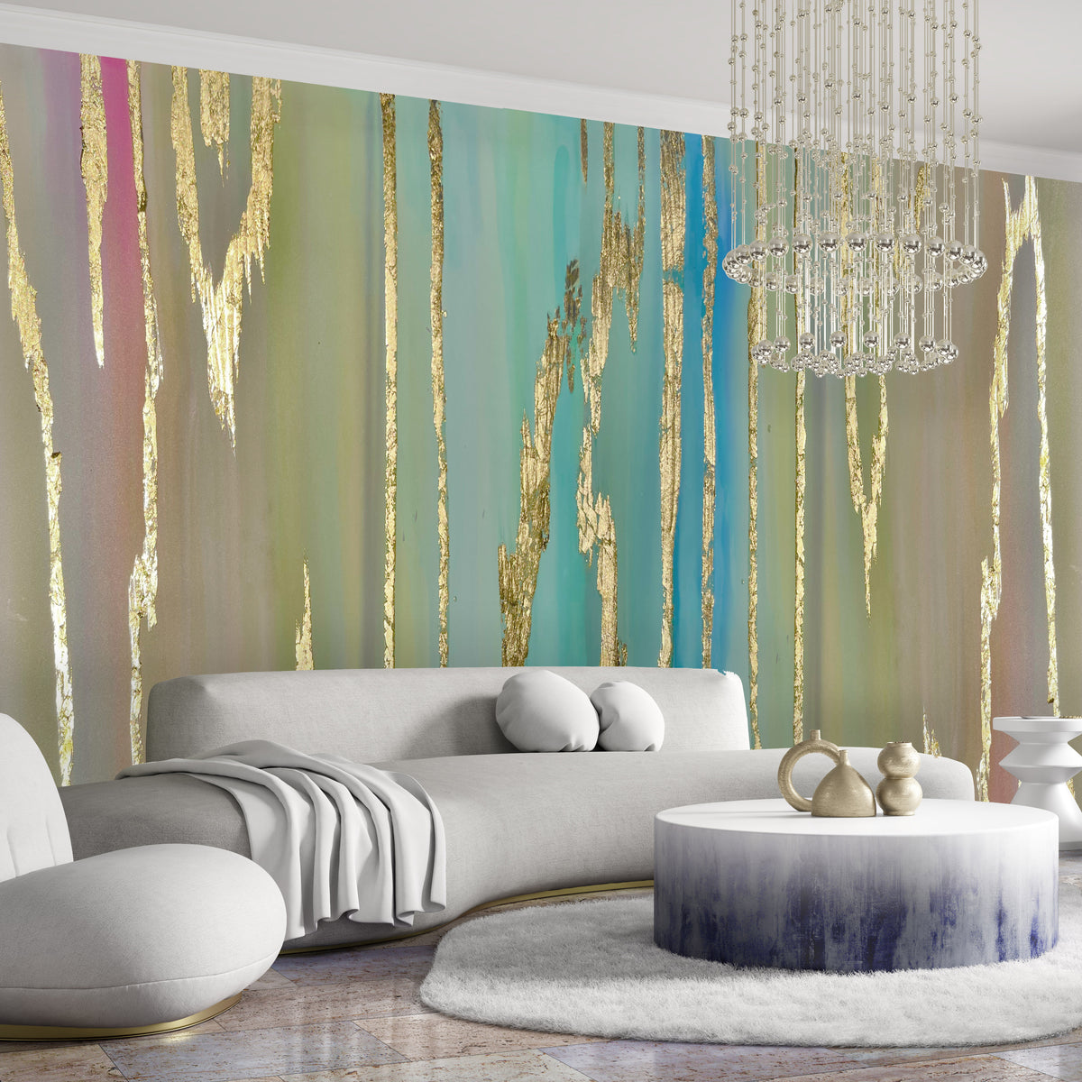 "Golden Hour" Ikat Wallpaper | Blush, Peach, Sage Wallpaper Mural ...
